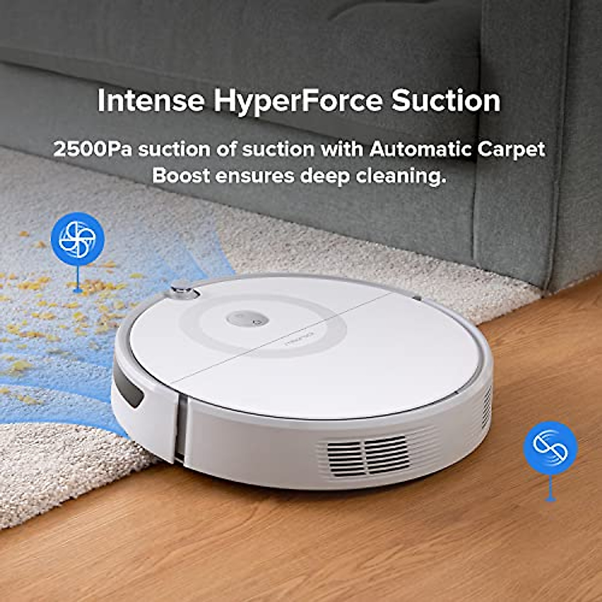 roborock E5 Mop Robot Vacuum Cleaner, 2500Pa Strong Suction, Wi-Fi Connected, APP Control, Compatible with Alexa, Ideal for Pet Hair, Carpets, Hard Floors (White)