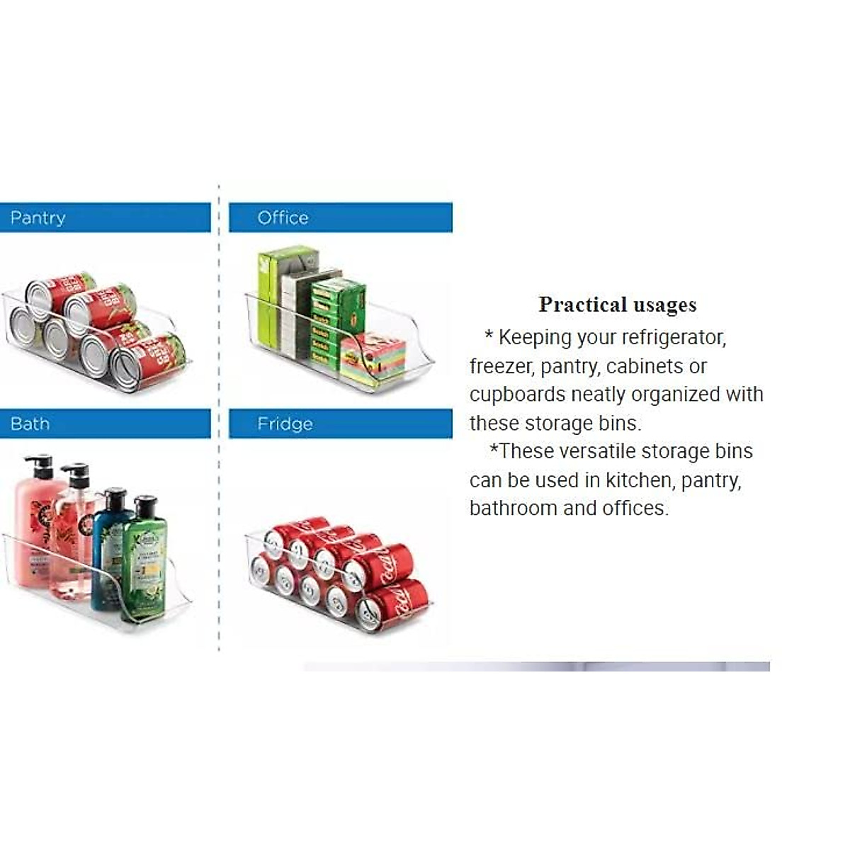 Clear Soda Can Organizer for Fridge, Kitchen, Pantry, Cabinets, Countertop Beverage Holder Set of 1