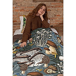 Yaoola Dark Green Wild Jungle Mushroom Flannel Blanket, All Season Soft Cozy Plush Bed Throw fit Bedroom Living Room Sofa Couch Bedding Office Cinema Farmhouse Beach Yoga Travel 80"x60" for Adult