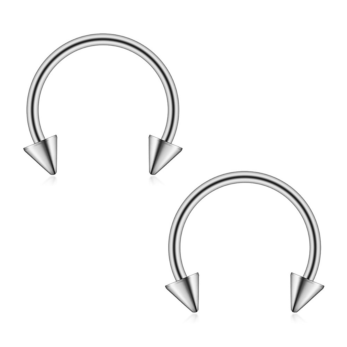 Ruifan 316L Surgical Steel CBR Horseshoe Circular Rings Nose Eyebrow Tragus Lip Ear Hoop Ring Piercing With 3mm Spikes 20G 10MM 12PCS