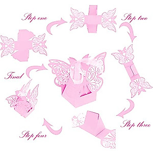 50x Atrovirens Green Butterfly Laser Cut Favor Boxes Cookie Present Boxes with Ribbons Cute Chocolate Box for Wedding Girl Bridal Birthday Party Baby Shower Favors Decoration