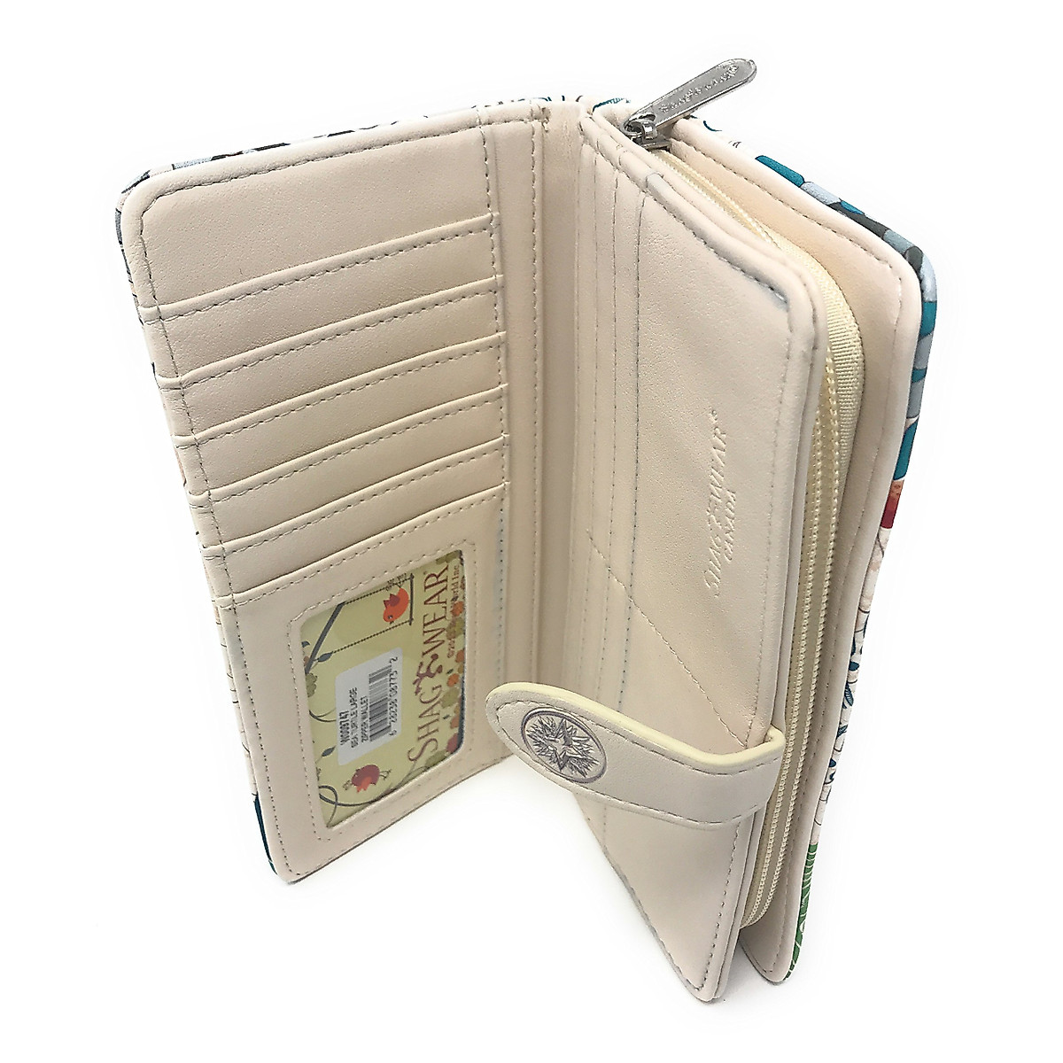 Shag Wear Sea Turtle Large Animal Wallet for Women and Teen Girls Vegan Faux Leather 7" Beige