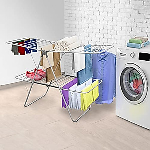 Brookstone [2 Tier [Double Spaced] Foldable Clothes Drying Rack, Collapsible Laundry Hanger, NO Installation Required - Ready Out of The Box