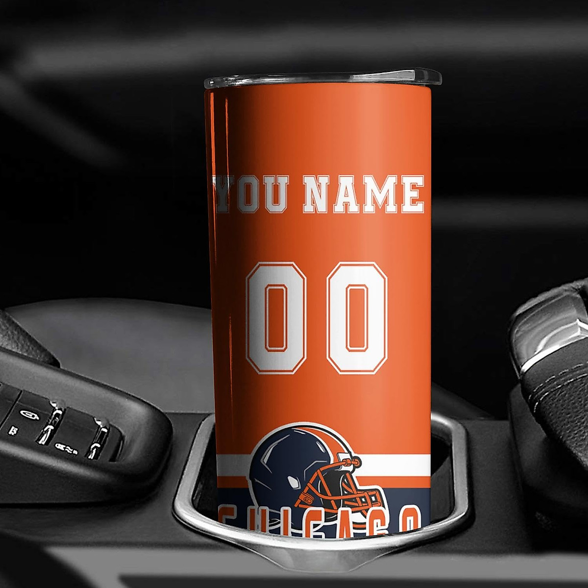 20oz Customs stainless steel Insulated tumbler with Lid and Straws, Personalized football gifts for fans, Travel Cup Adds Your Name and Number