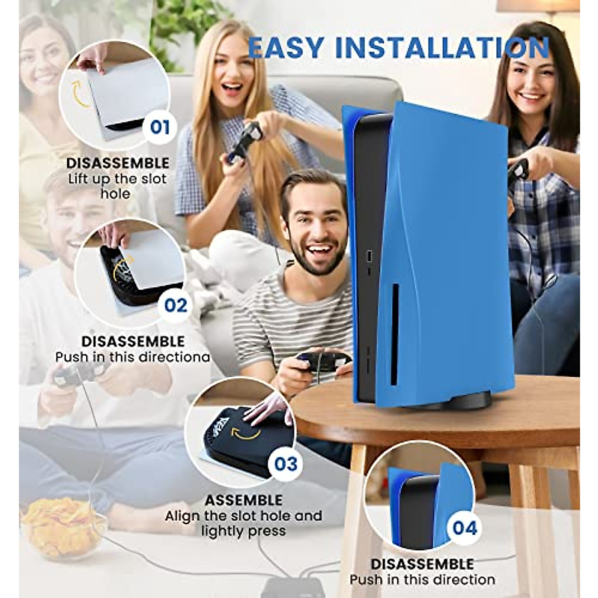 Wedorat PS5 Plate Starlight Blue Faceplate PS5 Cover Skin Replacement, Playstation 5 Game Console Case Cover Hard Shell Hard Shockproof ABS Anti-Scratch PS5 Side Plate Accessories Star Blue