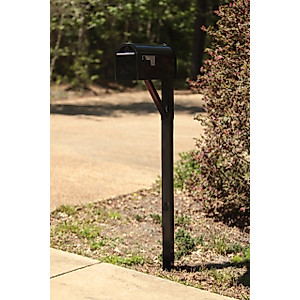 Architectural Mailboxes Franklin Post Mount Mailbox, Black with Silver Accents, FM110BEC