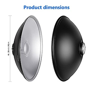 NEEWER 16"/41cm Aluminum Standard Reflector Beauty Dish with White Diffuser Sock for Bowens Mount Studio Strobe Flash Light, NEEWER Vision 4 ML300 S101-300W S101-400W etc