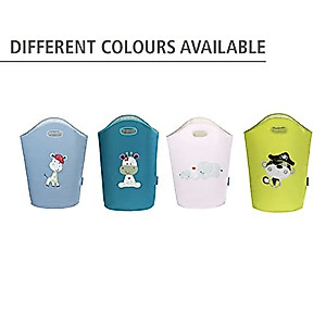 WENKO Kids Laundry Hamper, Baby Hamper for Nursery, Baby Basket for Dirty Clothes, Elephant Nursery Hamper, Toy Basket with Handles, Pink Laundry Bin, 15.7 x 20.5 x 7.9 inch