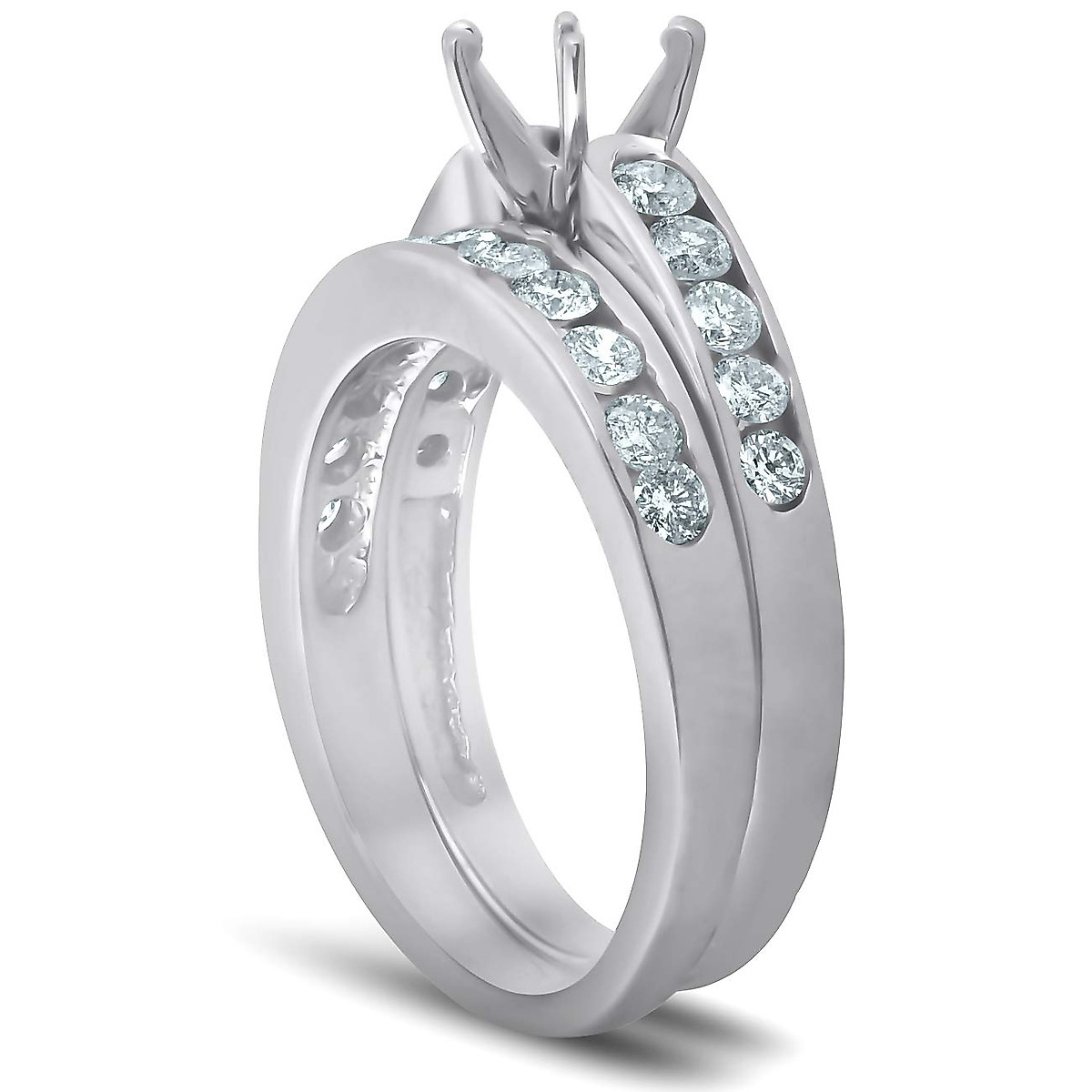 P3 POMPEII3 1ct Diamond Engagement Matching Wedding Ring Setting 14K White Gold - Size 9.5