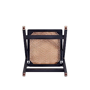 Manhattan Comfort Pullman Folding Rattan Wicker Cane Side Outdoor Dining Chair for Dining Room, Patio, Restaurant, Bistro, Cafe and Pub, Set of 4, Black/Natural