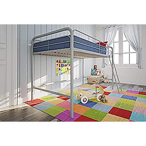 DHP Junior Loft Bed Frame with Ladder, Twin, Silver