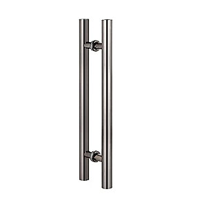 SUCHETA 5 Colors Modern Round Entry Door Handle with Fittings,Stainless Steel Push Pull Modern Door Handle for Sliding Glass Door/Barn Door/Interior Exterior Door,Length 60/80/100/120/150cm