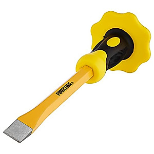 Firecore FS305F Masonry Chisel with Hand Guard, 12 inches Heavy Duty Flat Chisel with Hand Protection, Concrete Mortar Stone Breaker Chisel for Demolishing Carving Splitting Breaking Cutting