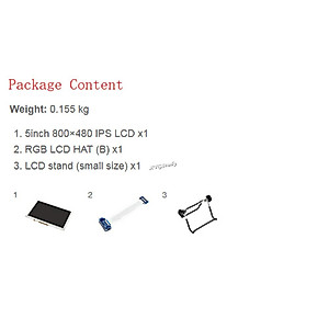 XYGStudy 5 inch IPS 800x480 Display LCD DPI Interface no Touch Supports Raspbian Ubuntu OSMC Compatible with Raspberry Pi 2 3 4 Model B B+ A+ Zero W WH