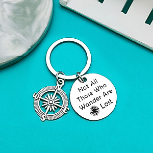 Not All Those Who Wander are Lost Keychain Travel Gifts Keychain Camping Keychain Graduation Christmas Birthday Gifts Inspirational Gifts for Women Men Wanderer Traveler