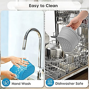 MMH Slow Cooker Divider Liner Fit for 6 QT Crockpot,Silicone Crock Pot Cooking Liners Insert for 6 Quart Pot | Reusable & Leakproof | BPA Free | Dishwasher Safe | Blue+Gray