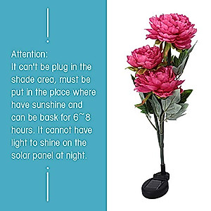 Solar Rose Flower Light LED 3 Heads Simulation Peony Decorative Lights for Home Garden Lawn Yard Balcony Party Decor