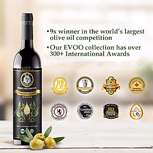 M.G. PAPPAS High Polyphenol Rich Olive Oil - New Harvest - Extra Virgin Olive Oil Polyphenol Lab Report 714mg/kg - Cold Pressed & Unfiltered - High Hydroxytyrosol Greek Olive Oil - Award Winning - 12.7 Oz 375ml