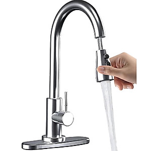 Susbie Kitchen Faucets with Pull Down Sprayer,Kitchen Faucet,Single Handle Kitchen Sink Faucet with Pull Out Sprayer,Single Level Stainless Stee