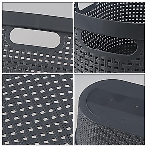 Julyeen 4 Packs Plastic Laundry Clothes Baskets Bins, 40L Large Storage Laundry Hamper (Grey)