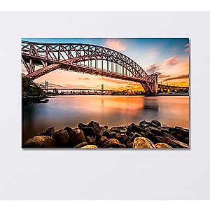 Triborough Bridge at Sunset New York Canvas Print 3 Panels / 36x24 inches
