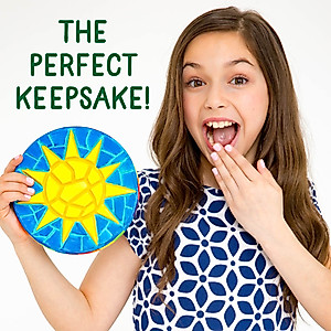 Creative Roots Mosaic Sun Stepping Stone Kit, Includes 7-Inch Ceramic Stepping Stone & 6 Vibrant Paints, DIY Garden Stone for Kids Ages 6+, Multicolor