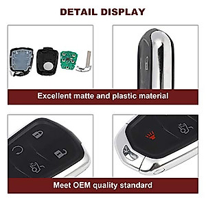 ANGLEWIDE Car Key Fob Keyless Entry Remote Replacement for Cadillac XTS 15-19 14-19 for Cadillac CTS for Cadillac ATS (FCC HYQ2AB) 5 Buttons Black 1pad