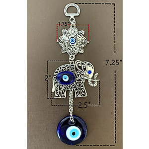 Retro Design Turkish Blue Evil Eye with Lucky Elephant Amulet Home Office Hanging Ornament Blessing Gift -CL08