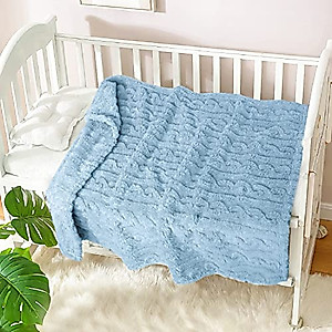 Baby Blanket for Boys or Girls 3D Fluffy Fuzzy Blanket for Baby, Soft Warm Cozy Flannel Fleece Warm Blanket Green Blue