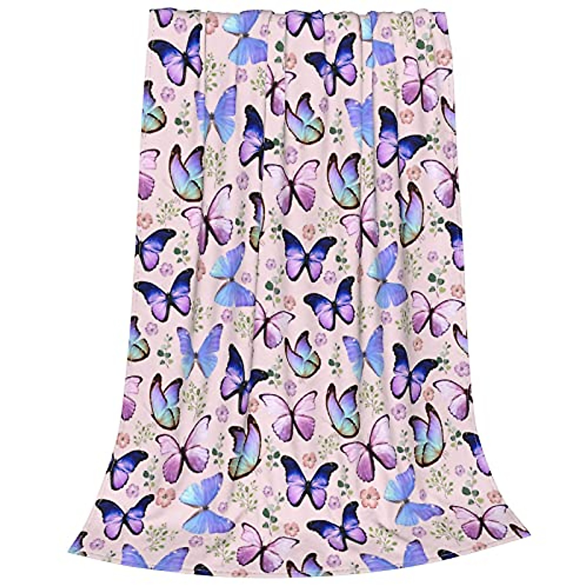 Butterfly Throw Blanket Soft Warm Flannel Fleece Bed Blanket Gift for Men Women Girls Boys Chair Couch 60"x50"