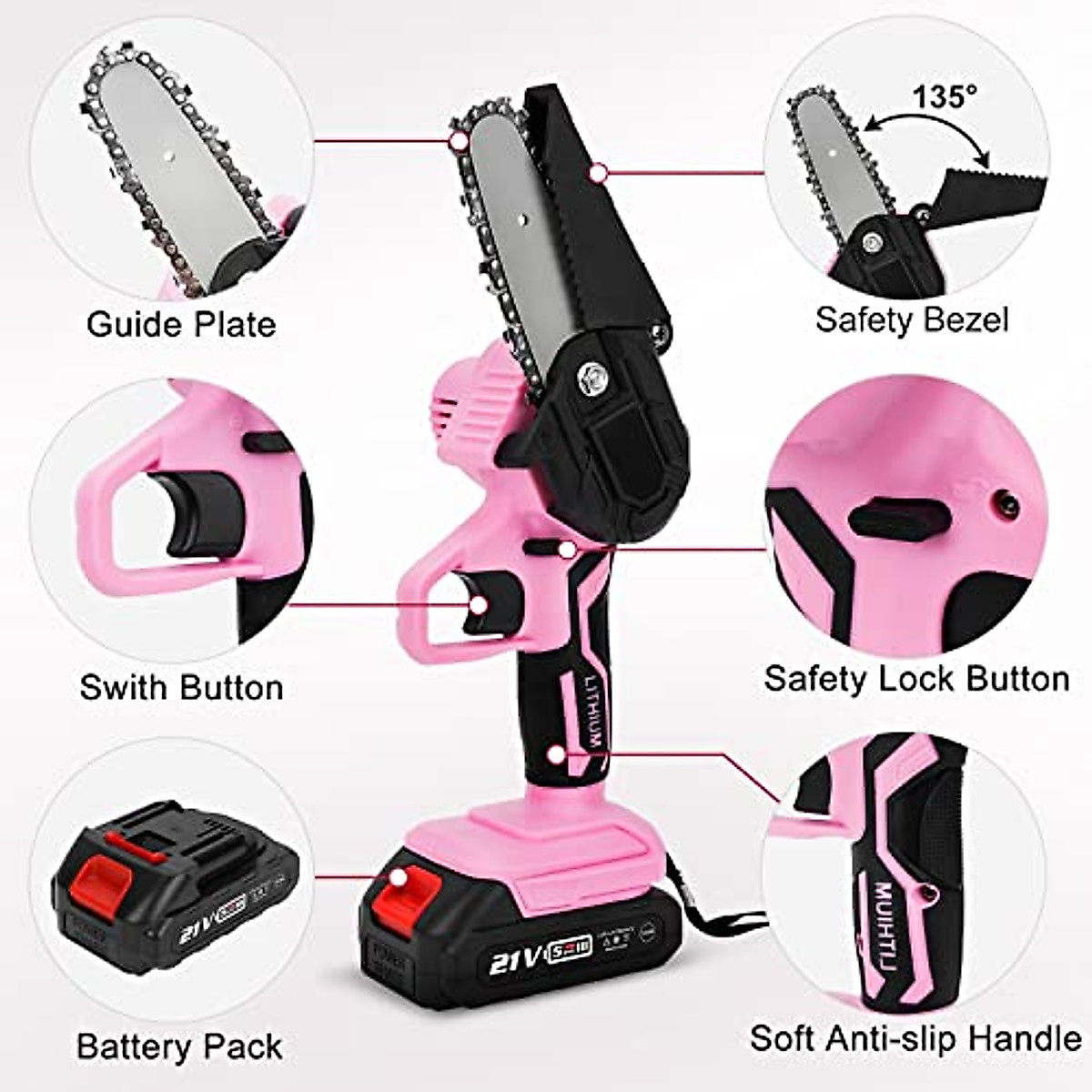 Mini Chainsaw 4 inch Battery Chain Saws Cordless Mini chain saws for Trees Battery Powered, One-Hand Operated Portable Small Chainsaw for Tree Trimming, Garden Pruning, Branch Wood Cutting