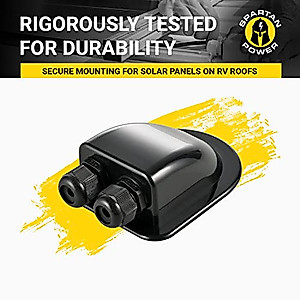Spartan Power Black ABS Double Solar Cable Entry Housing Gland for Solar Panel in RV, Truck Camper, Van, Boat, Cabin (Black, 1 Pack)