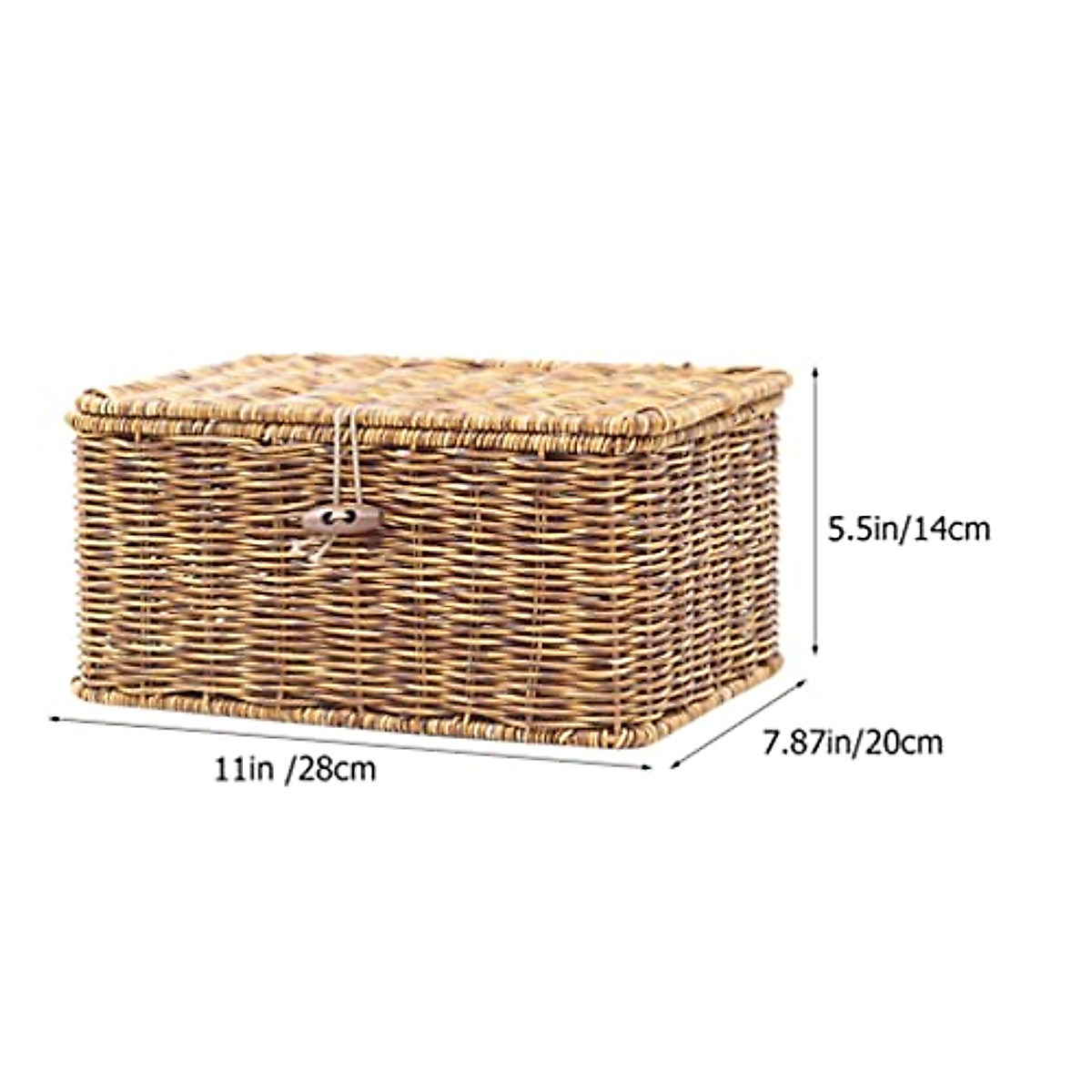 Zerodeko Wicker Storage Basket, Rattan Woven Box with Lid, Rectangular Shelf Basket Decorative Display Box Desktop Small Container Box Household Organizer Box for Home Wardrobe Toys