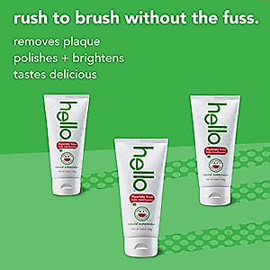 Hello Natural Watermelon Flavor Kids Fluoride Free Toothpaste, Vegan, SLS Free, Gluten Free, Safe to Swallow for Baby and Toddlers, 4.2 Ounce (Pack of 4)