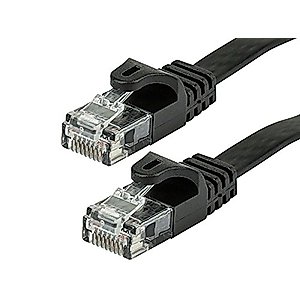 Monoprice - 109554 Cat5e Ethernet Patch Cable - Network Internet Cord - RJ45, Flat,Stranded, 350Mhz, UTP, Pure Bare Copper Wire, 30AWG, 30ft, Black