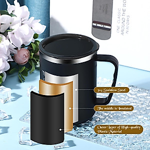 Sumind 6 Pcs Thank You Employee Appreciation Gifts Bulk 17 oz Inspirational Stainless Steel Coffee Mugs with Handle Lid Straw for Staff Employee Coworker Teacher Gifts(Black, 4 Pcs)