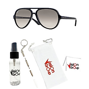 Ray-Ban RB4125 Cats 5000 Sunglasses + Vision Group Accessories Bundle (Black/Clear Gradient Blue (601/3F))