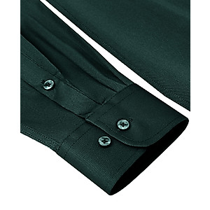 Alimens & Gentle Stain Sheild Dress Shirts for Men Slim Fit Mens Dress Shirts Long Sleeve Button Down Shirt Men Shirts Dark Green