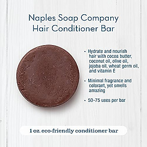 Naples Soap Company, Protein Enriched, 50-75 Use, Solid Hair Conditioner Bar, Eco-Friendly Haircare, Helps Ensure Vibrant, Healthy Hair, All Hair Types, Moroccan Oil, 1oz