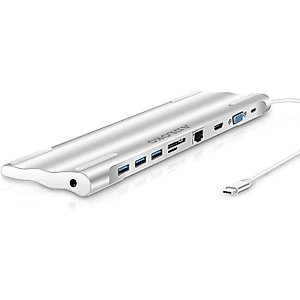 ADLOKO 10 in 1 USB C Hub, 4K HDMI, VGA, SD/TF Card Reader, RJ45 Ethernet, 3X USB3.0 Ports, 3.5mm Audio USB C Multiport Adapter