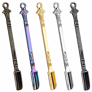 Gjinxi 10Pcs Mini Spoon Metal, Mini Dry Herbs Powder Scoop Metal Medicine Spoon Shovel Small Spoons for Spice Jars Salt, Mini Shovel Tableware Charms Pendants Alloy Spoon Pendant for Home Supplies