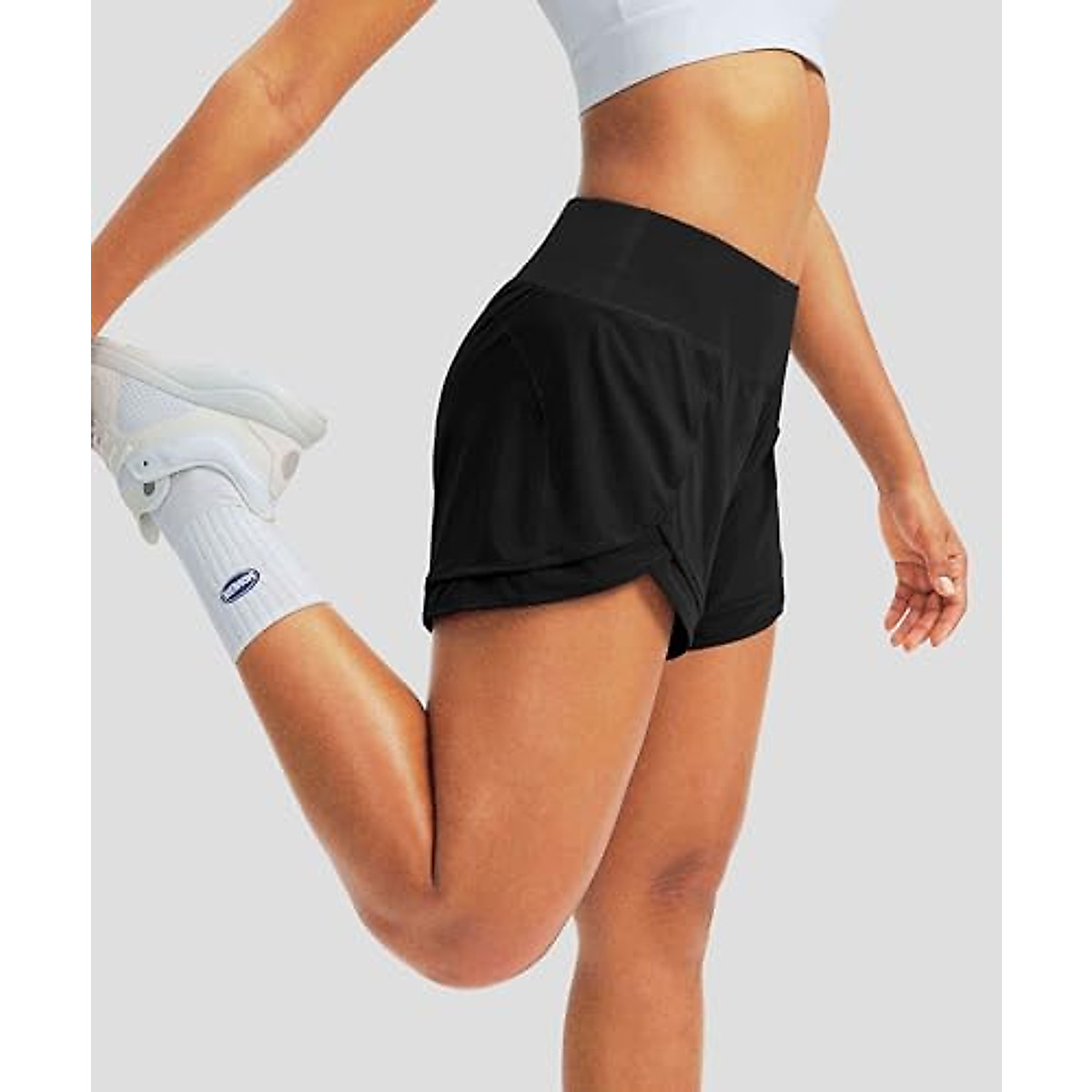 Women's Running Shorts High Waisted Quick-Dry 3 Inch Gym Workout Athletic Shorts for Women with Zipper Pocket(Black, XS)