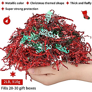 Knitgrip 2lb Christmas Basket Stuffers Metallic Red Green Crinkle Cut Paper Shred Filler Christmas Crinkle Paper Merry Christmas Tree Snowflake Elk Confetti Christmas Packaging Raffia Stuffers