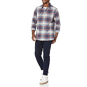 Amazon Aware Men's Regular-Fit Long-Sleeve Flannel Shirt, Blue Plaid, X-Large