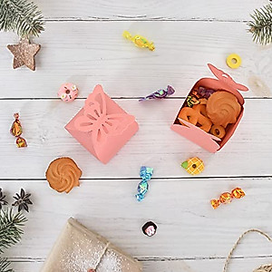 BEISHIDA 50pcs Pink Butterfly Decorations Peal-Gloss Butterfly Gift Box Small Butterfly Candy Boxes for Party Favors Baby Shower Wedding Birthday Party(2.4 x 2.4 x 2.4 Inch)