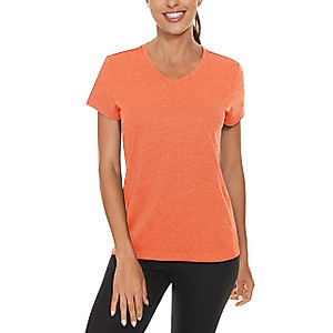 TACVASEN Women's Running Short Sleeve Quick Dry Shirts Athletic Workout Running T-Shirt Women Orange,L