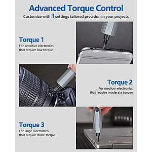 Mini Electric Screwdriver Set Upgraded: UnaMela Small Electric Precision Screwdriver Cordless - 30 S2 Bits, 3 Torque Settings, 4 LED Lights, Power Screwdriver Repair Tool Kit for PC RC Electronics