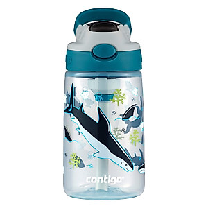 Kids Water Bottle with Redesigned AUTOSPOUT Straw, 14 oz., Shark - 1