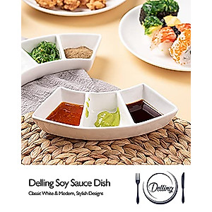 DELLING Ceramic Dipping Bowls/Dipping Sauce Bowls Set - 3 Oz Dipping Sauce Dishes- Small Sauce Cups/Bowls for Sushi, Tomato Sauce, BBQ or Other Dinner - Great for Different Sauce and Dip, Set of 5