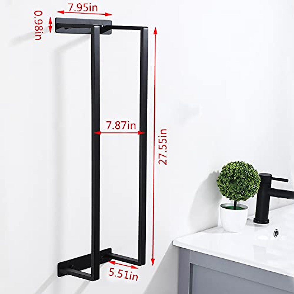 WANLIAN Wall Mounted Bathroom Towel Rack Bathroom Storage, Bath Towel Rack, Wall Mounted Towel Rack, Mounted Towel Rack- Black (Black Towel Rack)